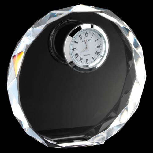 4.5in Crystal Circle Clock Award with Bevelled Edges - Awards Trophies ...